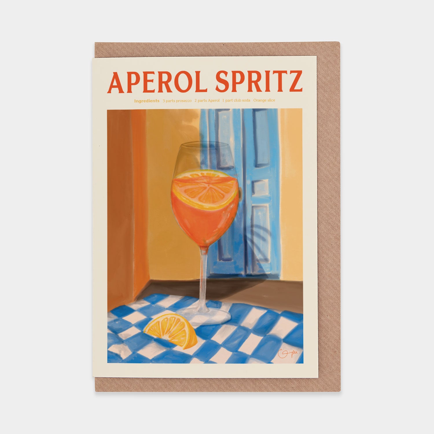 Aperol Spritz Cocktail Greetings Card by Elin PK– Evermade