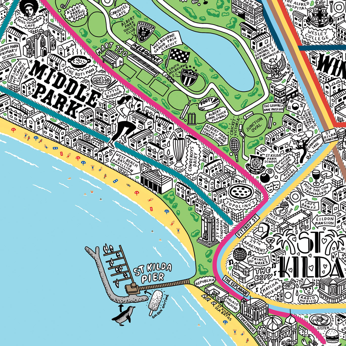 Hand Drawn Map of Melbourne– Evermade