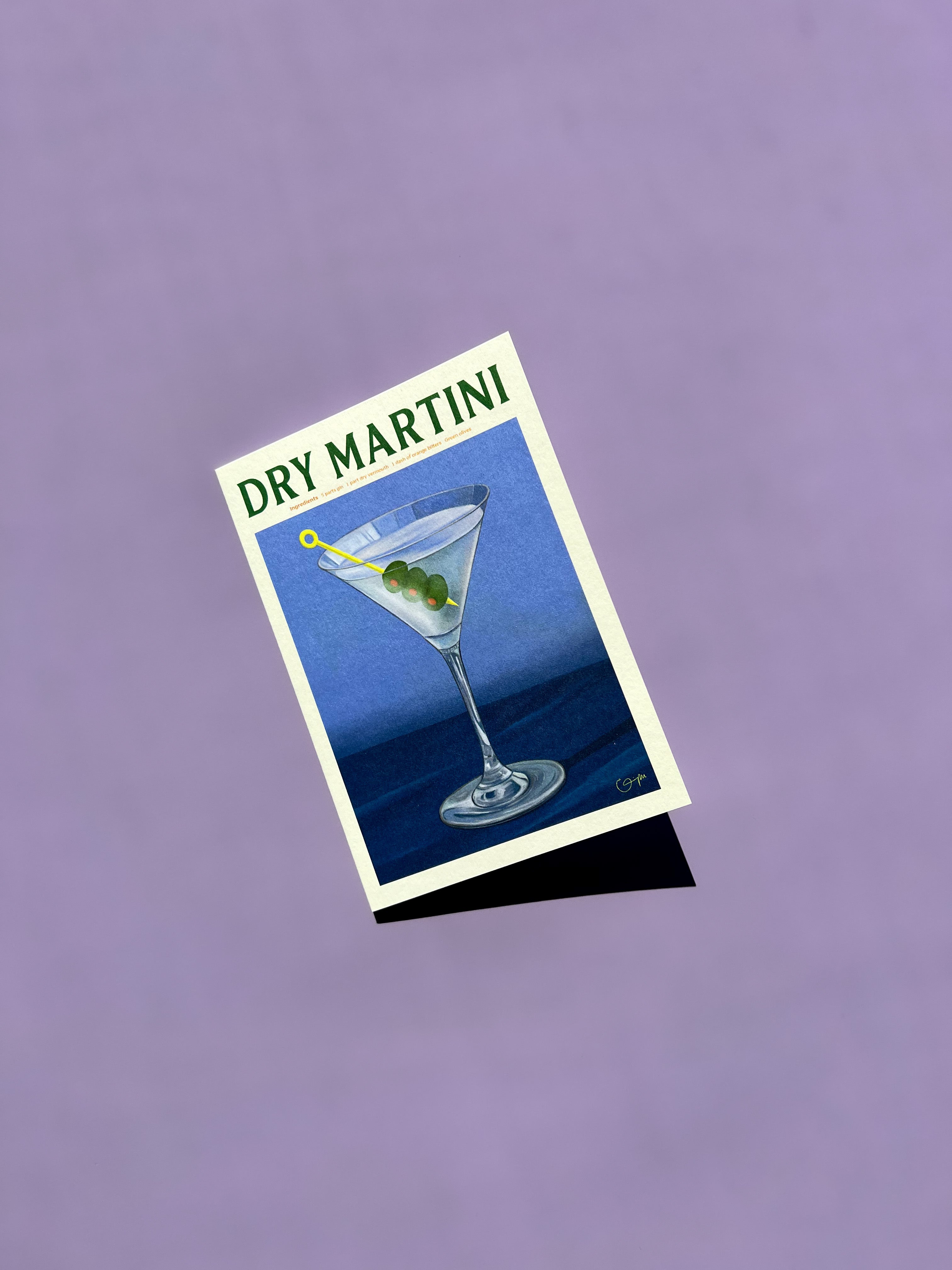 Dry Martini Cocktail Greetings Card by Elin PK– Evermade